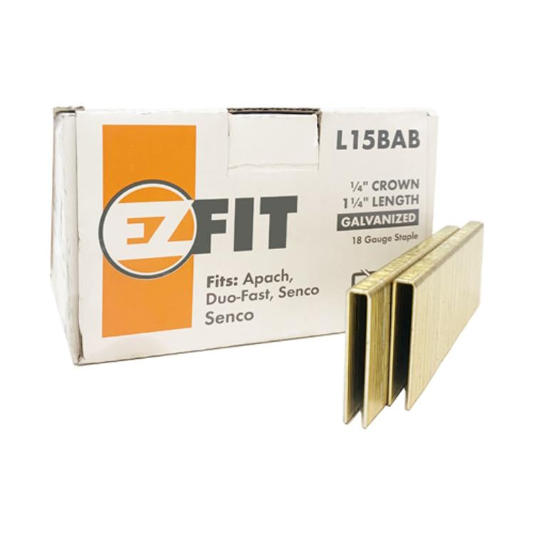 EZ Fit 18-Guage 1/4" x 1-1/4" Narrow Crown Staples 5000 Pack — Timothy ...
