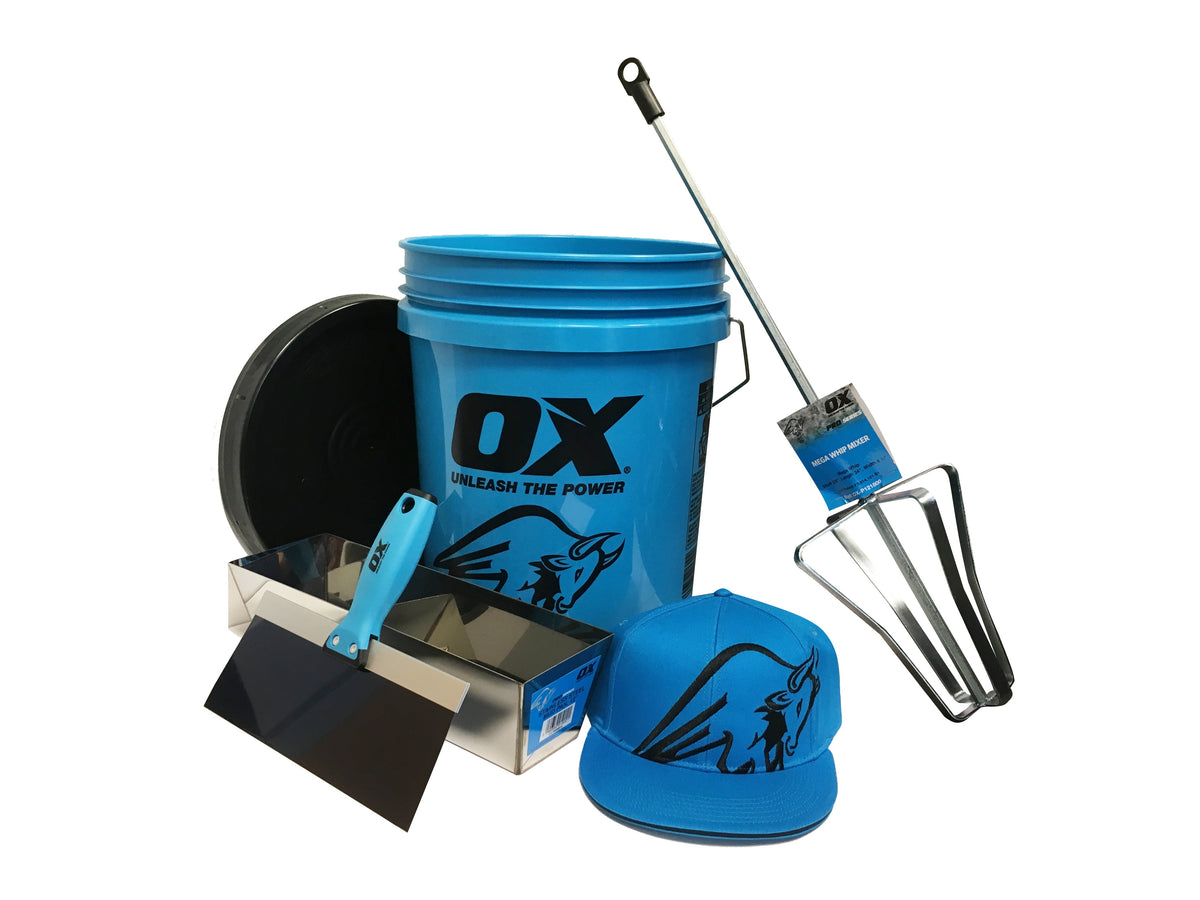 Ox Tools Pro Bucket Set: Mega Mixer, Ox Bucket, Ox Mud Pan, Ox Taping ...
