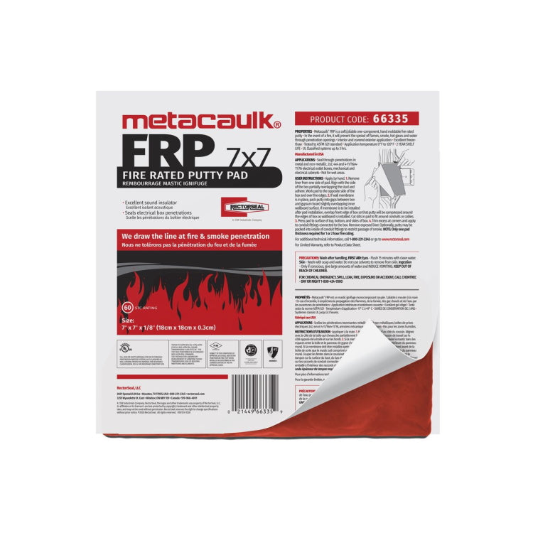 Rectorseal Metacaulk 7" X 7" Fire Rated Putty Pad — Timothy's Toolbox